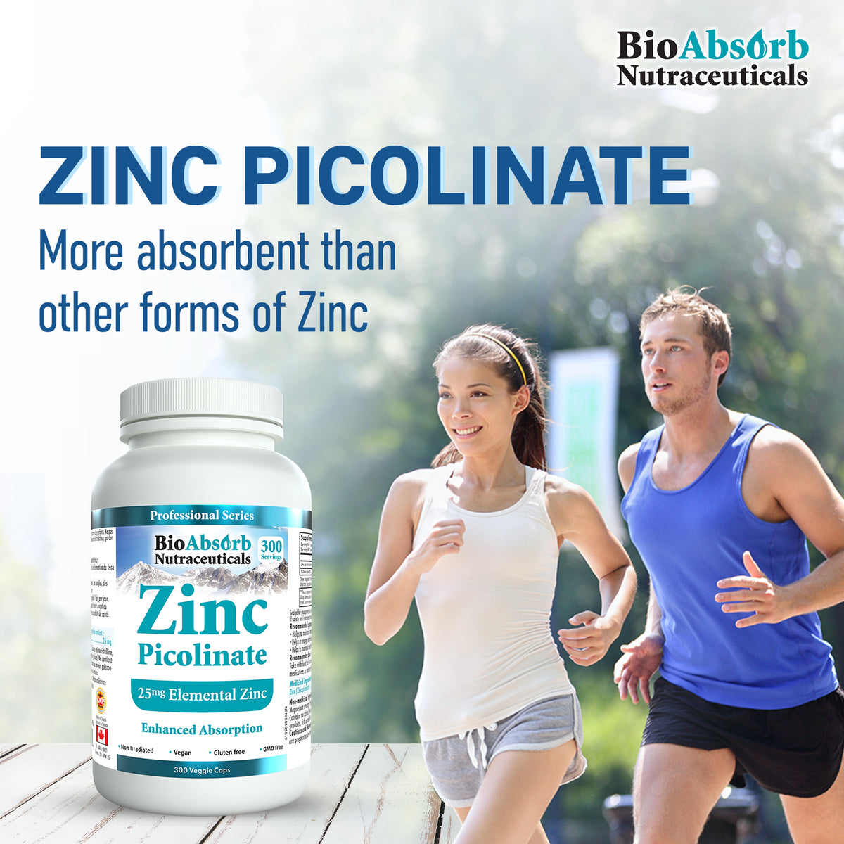 Zinc Picolinate 25mg – High-Absorption Form, 300 Capsules – Bio Absorb ...