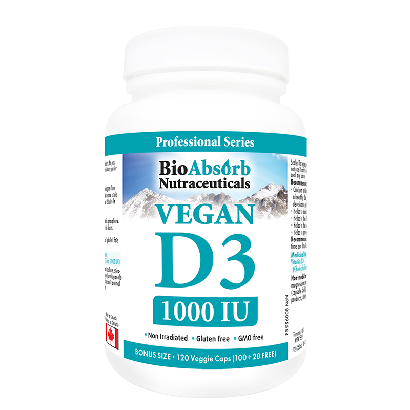 Vegan Vitamin D3 1000 IU | Bio Absorb Nutraceuticals